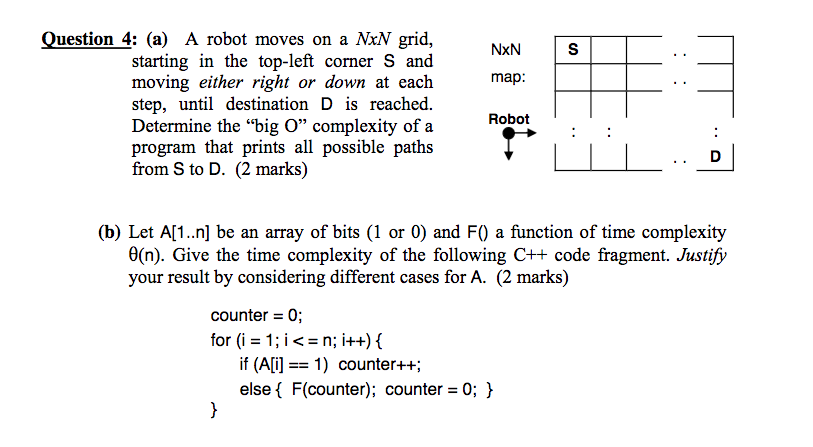 Solved (a) A robot moves on a NxN grid, starting in the | Chegg.com