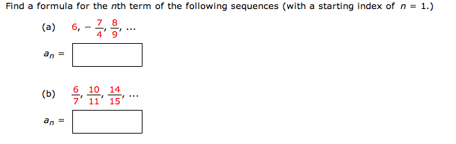 Solved Find a formula for the nth term of the following | Chegg.com