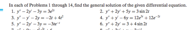 Solved In each of Problems 1 through 14, find the general | Chegg.com