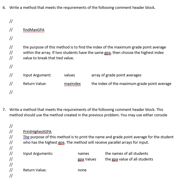 Solved Write a method that meets the requirements of the | Chegg.com