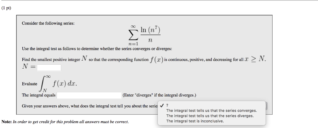 Solved 1 pt) Consider the following series: In (n n=1 Use | Chegg.com Solved 1 pt) Consider the following series: In (n n=1 Use | Chegg.com