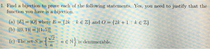 Solved Find a bijection to prove each of the' following | Chegg.com