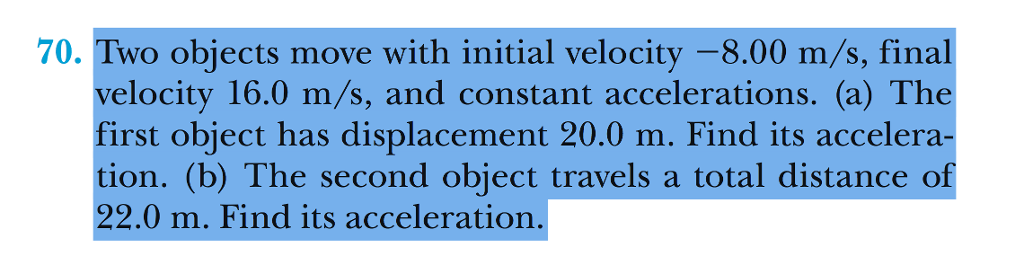 Solved Two objects move with initial velocity -8.00 m/s, | Chegg.com