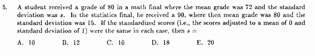 Solved 5. A student received a grade of 80 in a mat fi wbere | Chegg.com