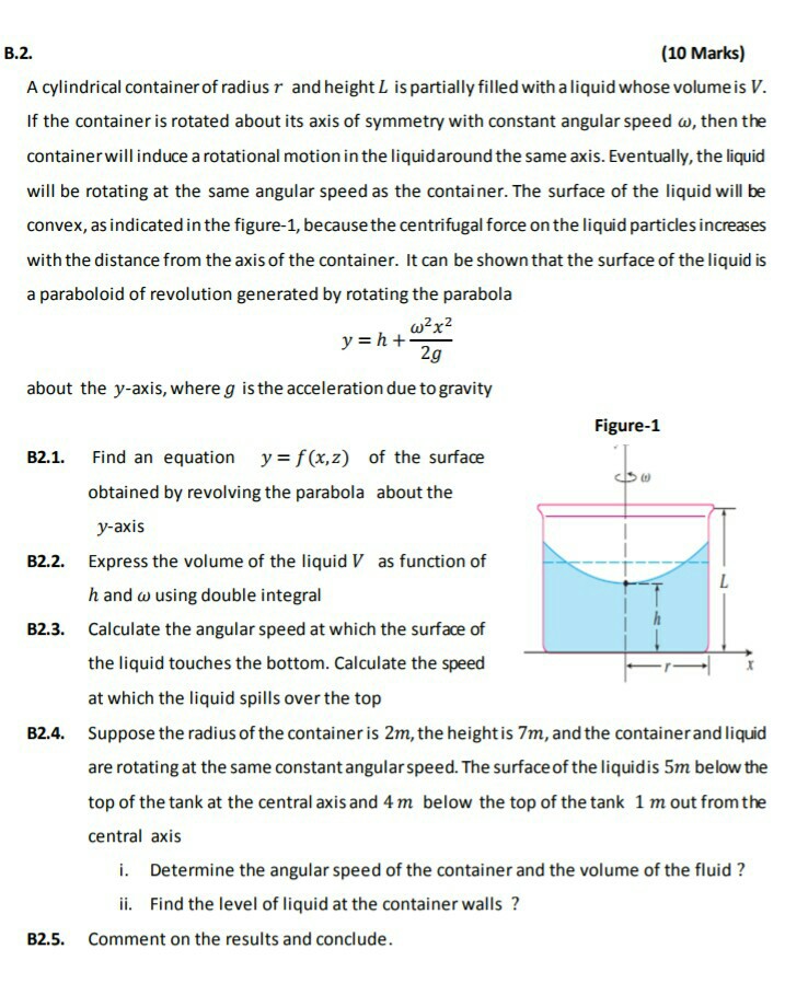Solved B.2 (10 Marks) A cylindrical container of radius r | Chegg.com