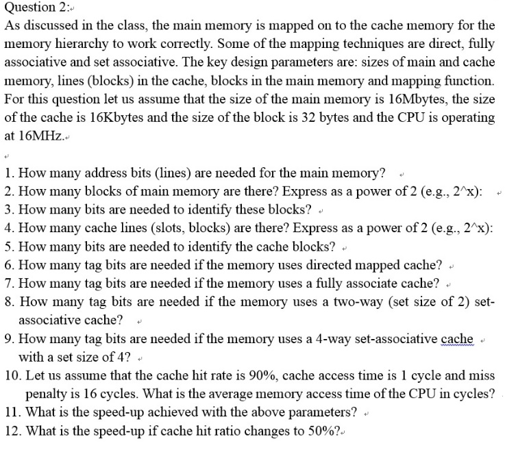 Solved Answer Key: 24|24 bits|24bits, 2^19|19, 19|19 | Chegg.com