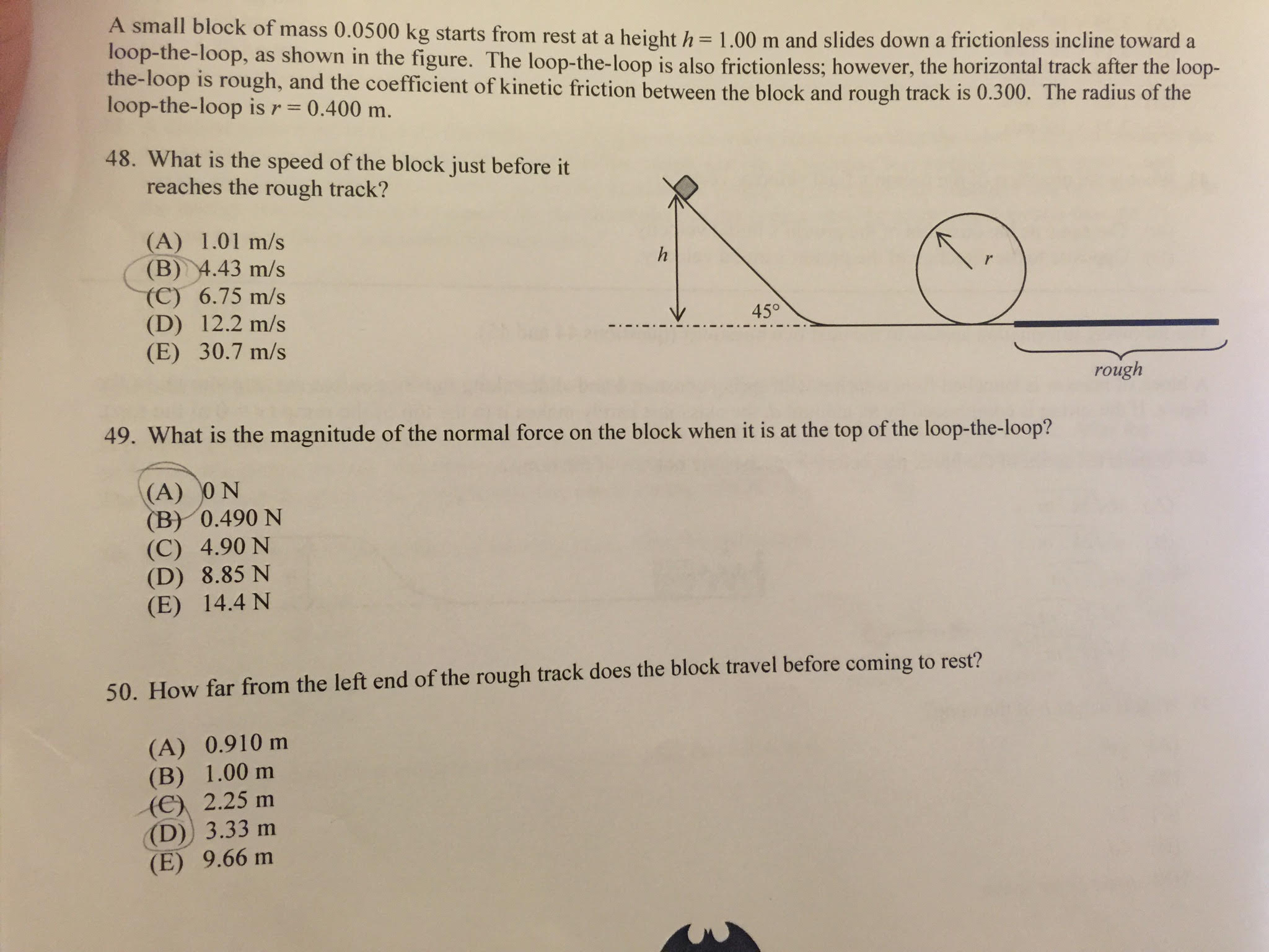 Solved A small block of mass 0.0500 kg starts from rest at a | Chegg.com