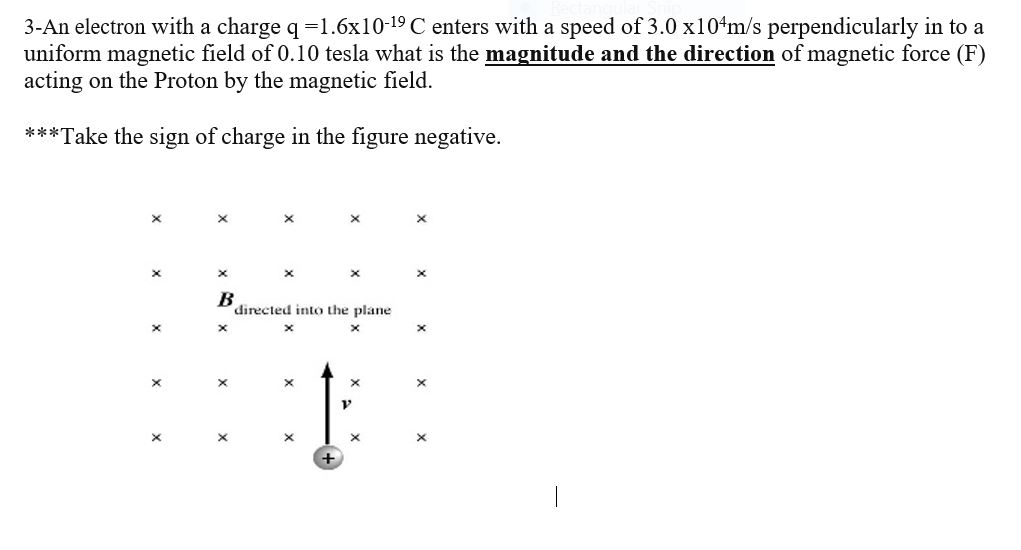 Solved An electron with a charge q = 1.6 times 10^-19 C | Chegg.com