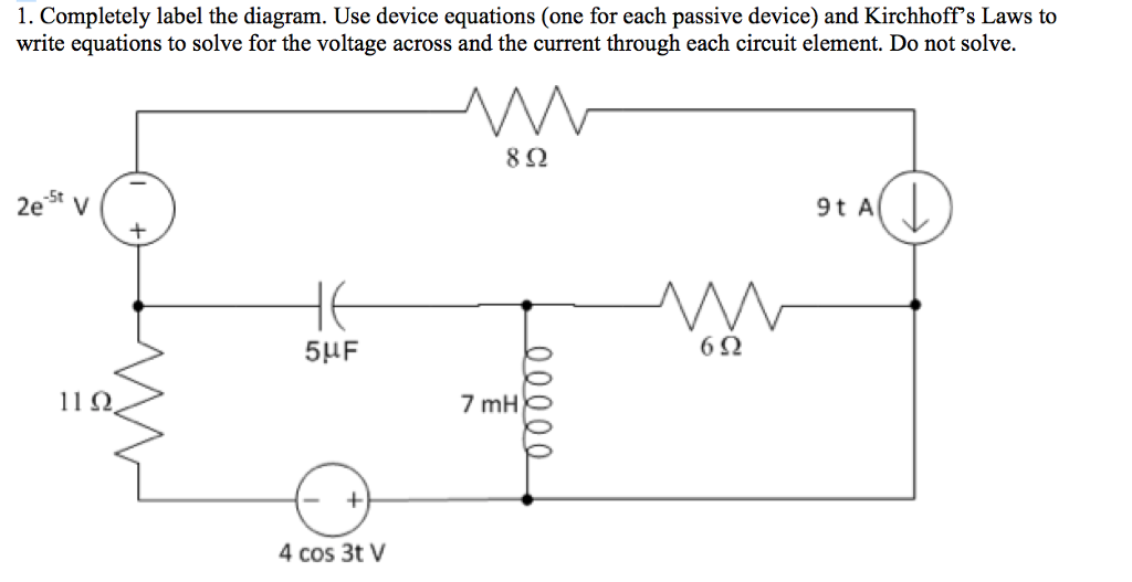 Solved 1. Completely label the diagram. Use device equations | Chegg.com