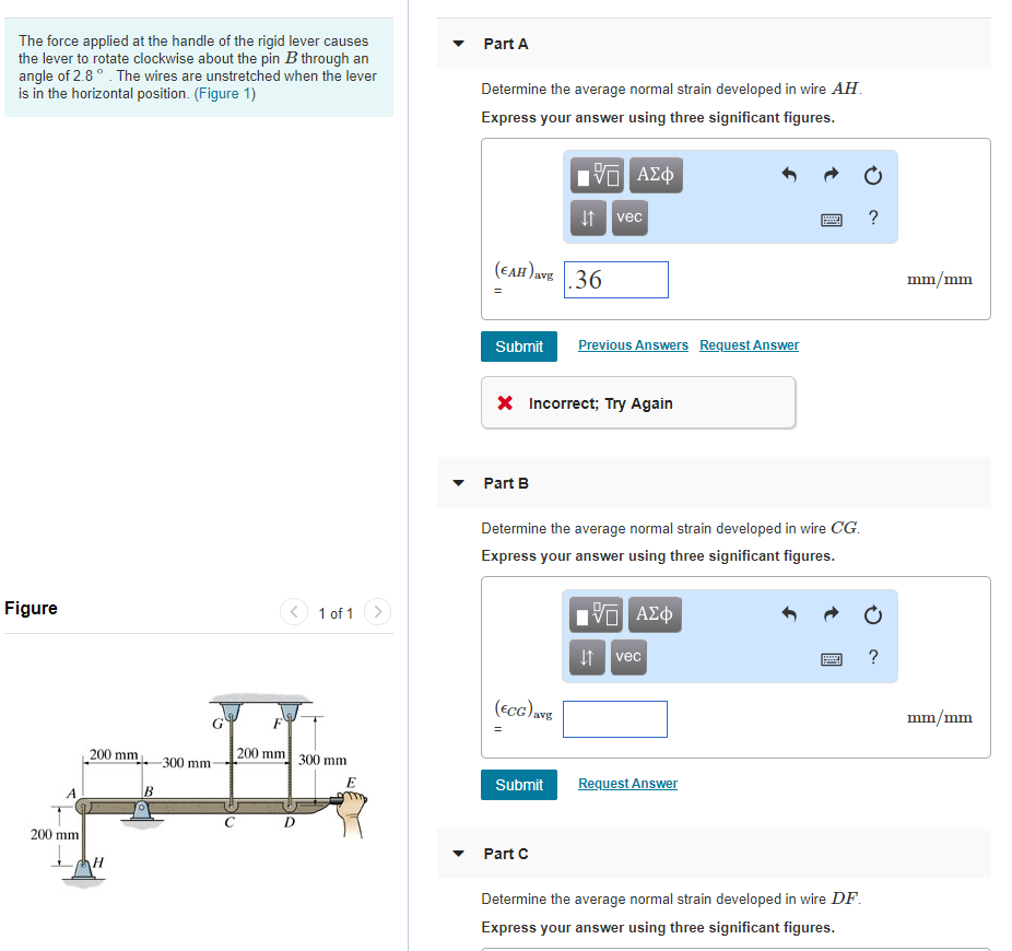 Solved Part C Determine the average normal strain developed | Chegg.com Solved Part C Determine the average normal strain developed | Chegg.com