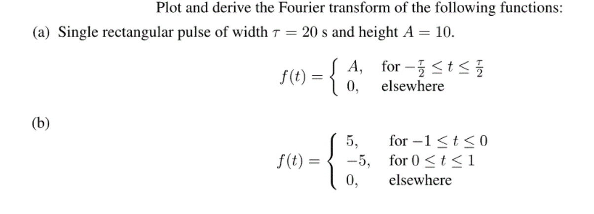 Solved Plot and derive the Fourier transform of the | Chegg.com