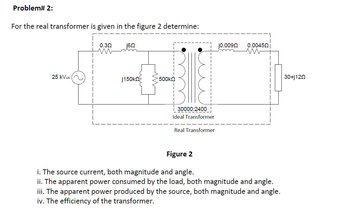 Solved For the real transformer is given in the figure 2 | Chegg.com