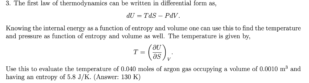 First Law Of Thermodynamics Differential Form