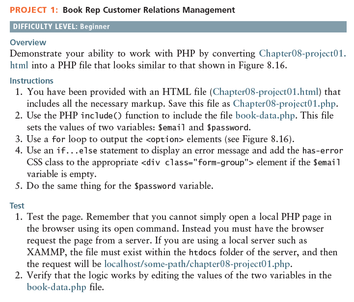PROJECT 1: Book Rep Customer Relations Management | Chegg.com