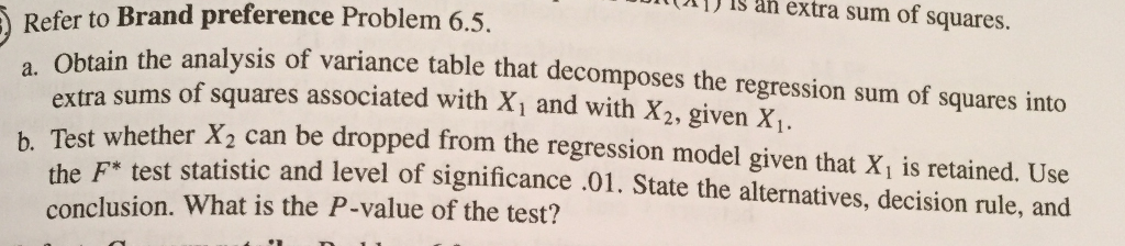 Solved 1ll]) Is ah extra sum of squares. Refer to Brand | Chegg.com