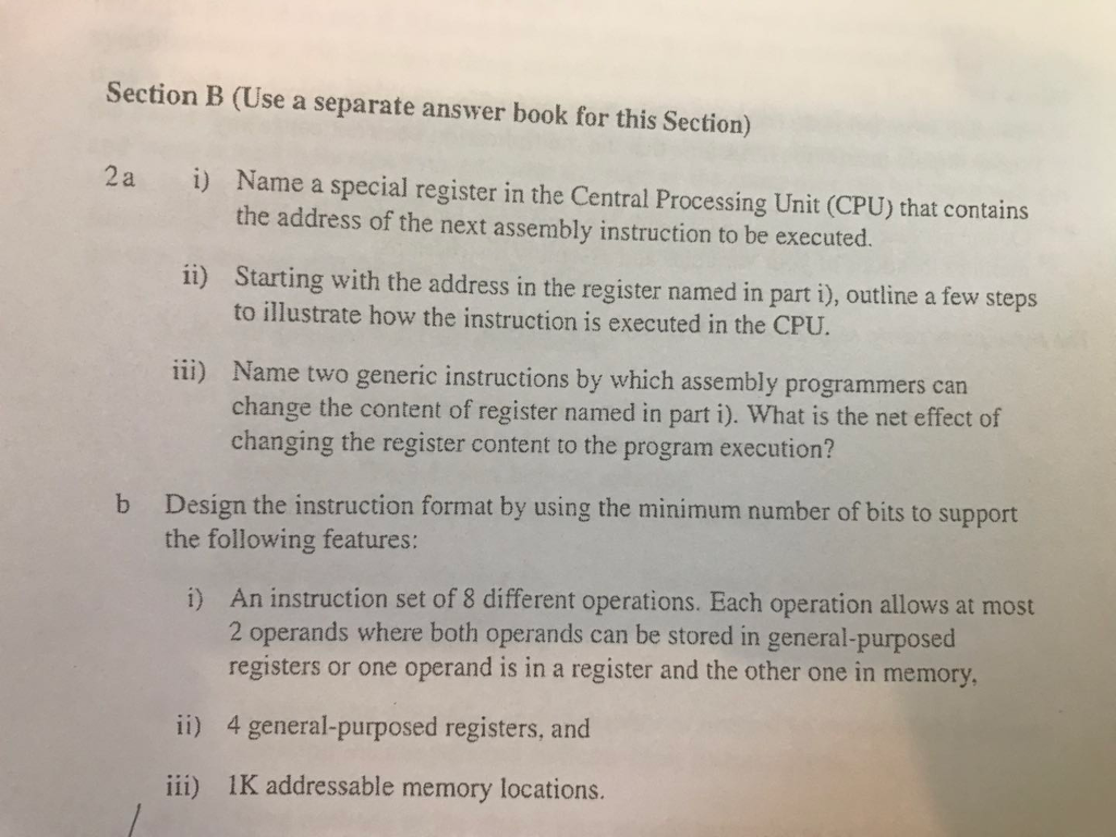 Solved Section B (Use a separate answer book for this | Chegg.com