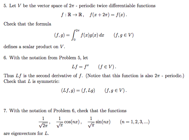 Solved 5. Let V be the vector space of 2?-periodic twice | Chegg.com