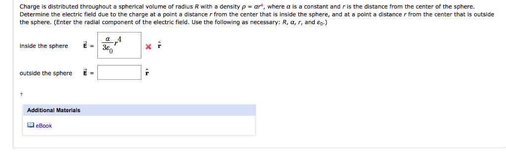 Solved Charge is distributed throughout a spherical volume | Chegg.com
