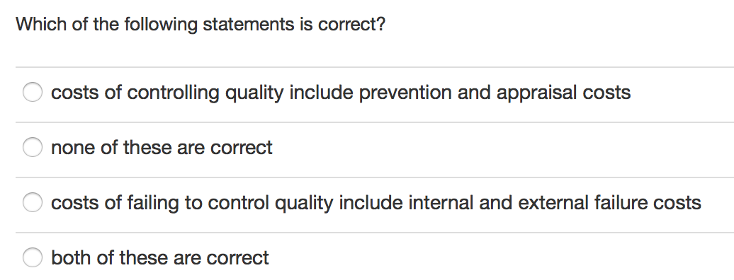 Solved Which of the following statements is correct? Cost | Chegg.com