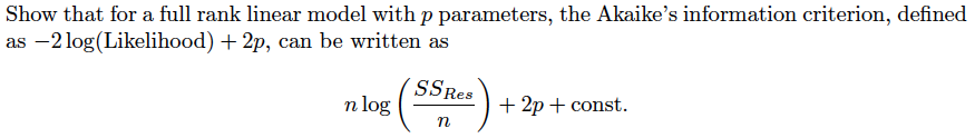 Solved Show that for a full rank linear model with p | Chegg.com