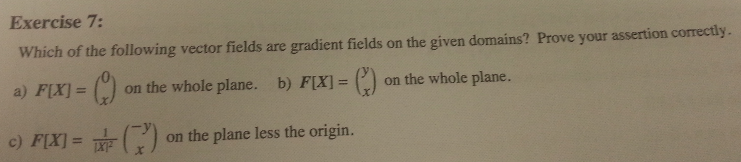 Which of the following vector fields are gradient | Chegg.com
