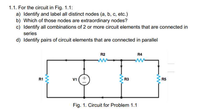 Solved For the circuit in Fig. 1.1: a) Identify and label | Chegg.com