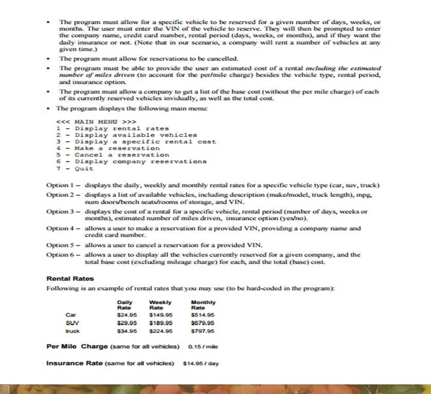 Solved Problem Description You are to develop a Java program | Chegg.com