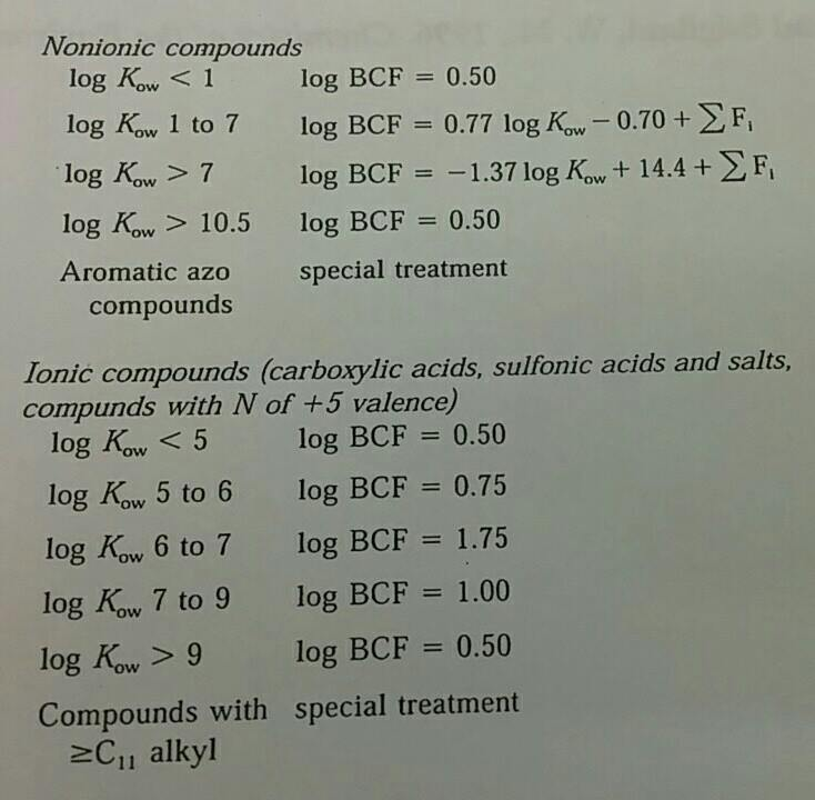 Solved The bioconcentration factor (BCF; units mu g | Chegg.com