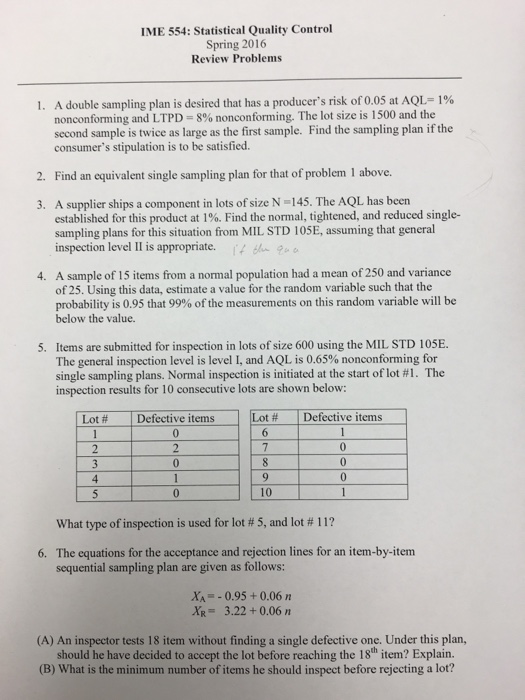 A double sampling plan is desired that has a | Chegg.com