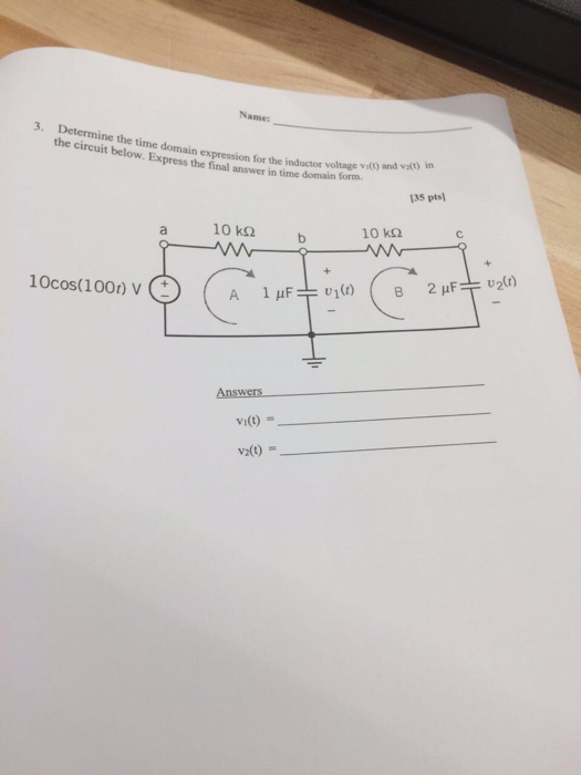 Solved Determine the time domain expression for the inductor | Chegg.com