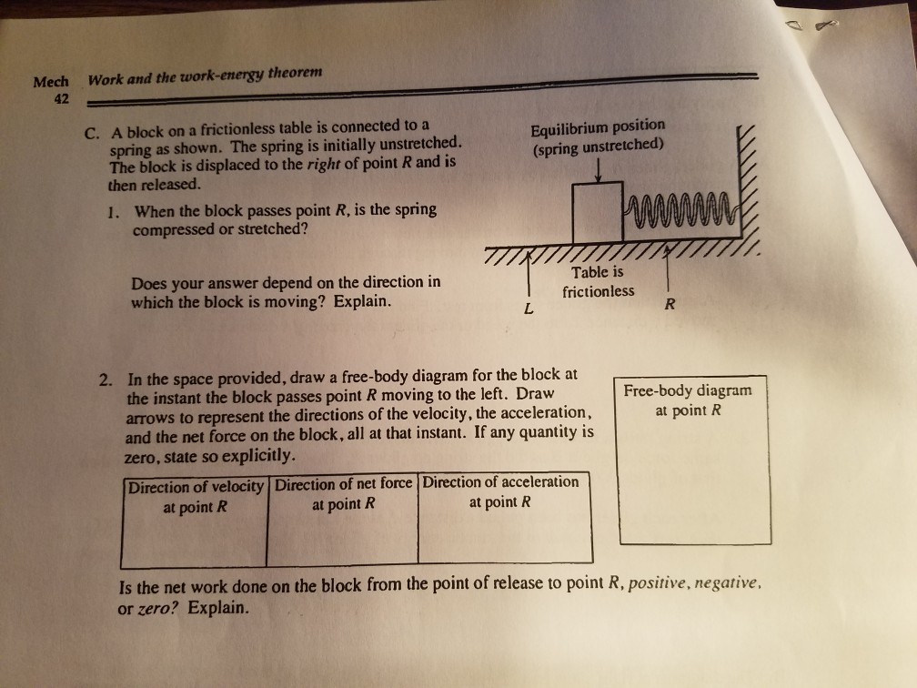 Solved Mech 42 Work and the work-energy theorem A block on a | Chegg.com