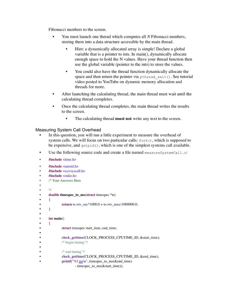 Solved In language C, linux system Threads • Write a | Chegg.com