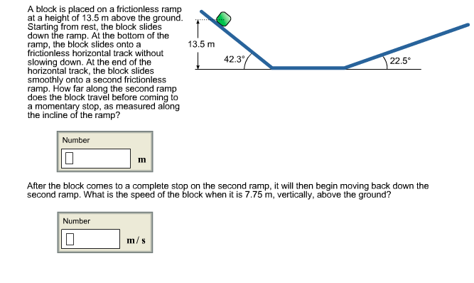Solved A block is placed on a frictionless ramp at a height | Chegg.com
