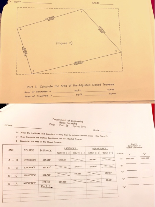 Solved Calculate the Area of the Adjusted Closed Traverse. | Chegg.com