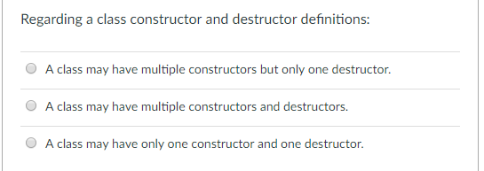 Solved Regarding a class constructor and destructor | Chegg.com