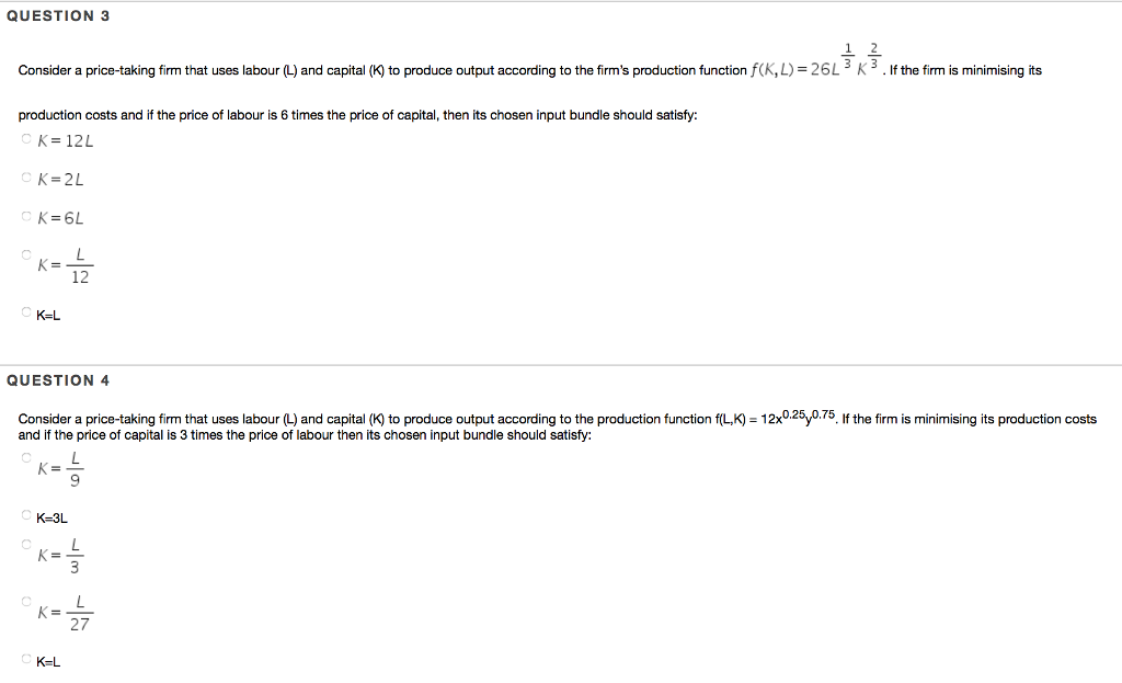 Solved QUESTION 3 Consider a price-taking firm that uses | Chegg.com