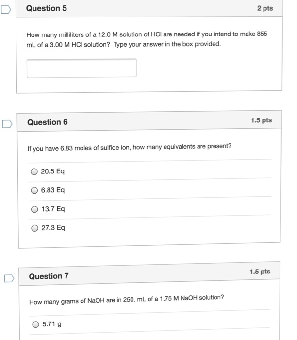 Solved How many milliliters of a 12.0 M solution of HCl are | Chegg.com
