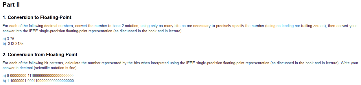 Solved Conversion to Floating-Point For each of the | Chegg.com