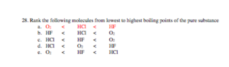 Solved wouldnt HCl boiling point be higher than HF since it | Chegg.com