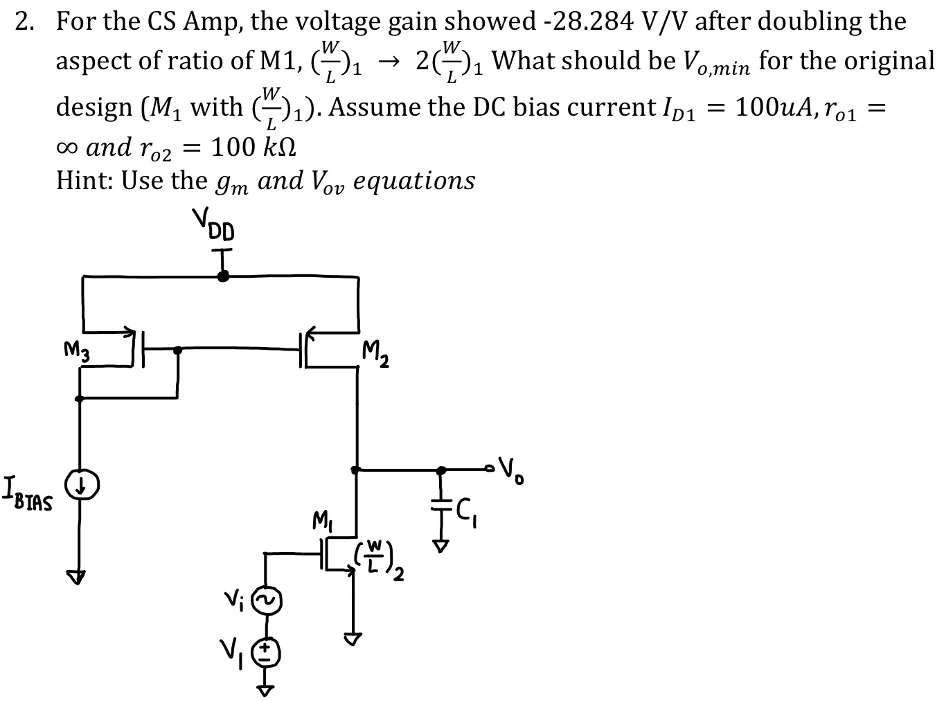 Solved 2. For the CS Amp, the voltage gain showed -28.284 | Chegg.com