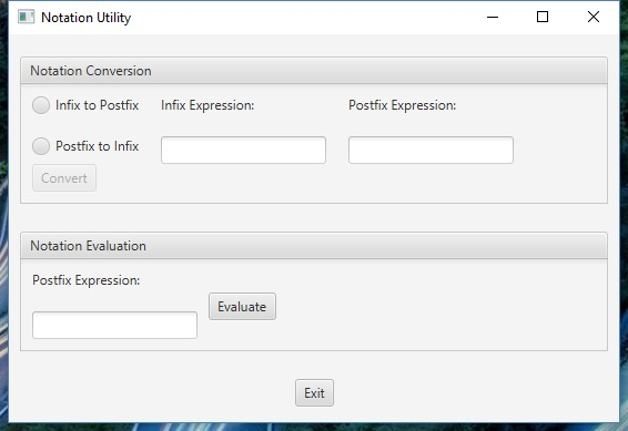 Solved Notation Utility Notation Conversion Infix to Postfix | Chegg.com