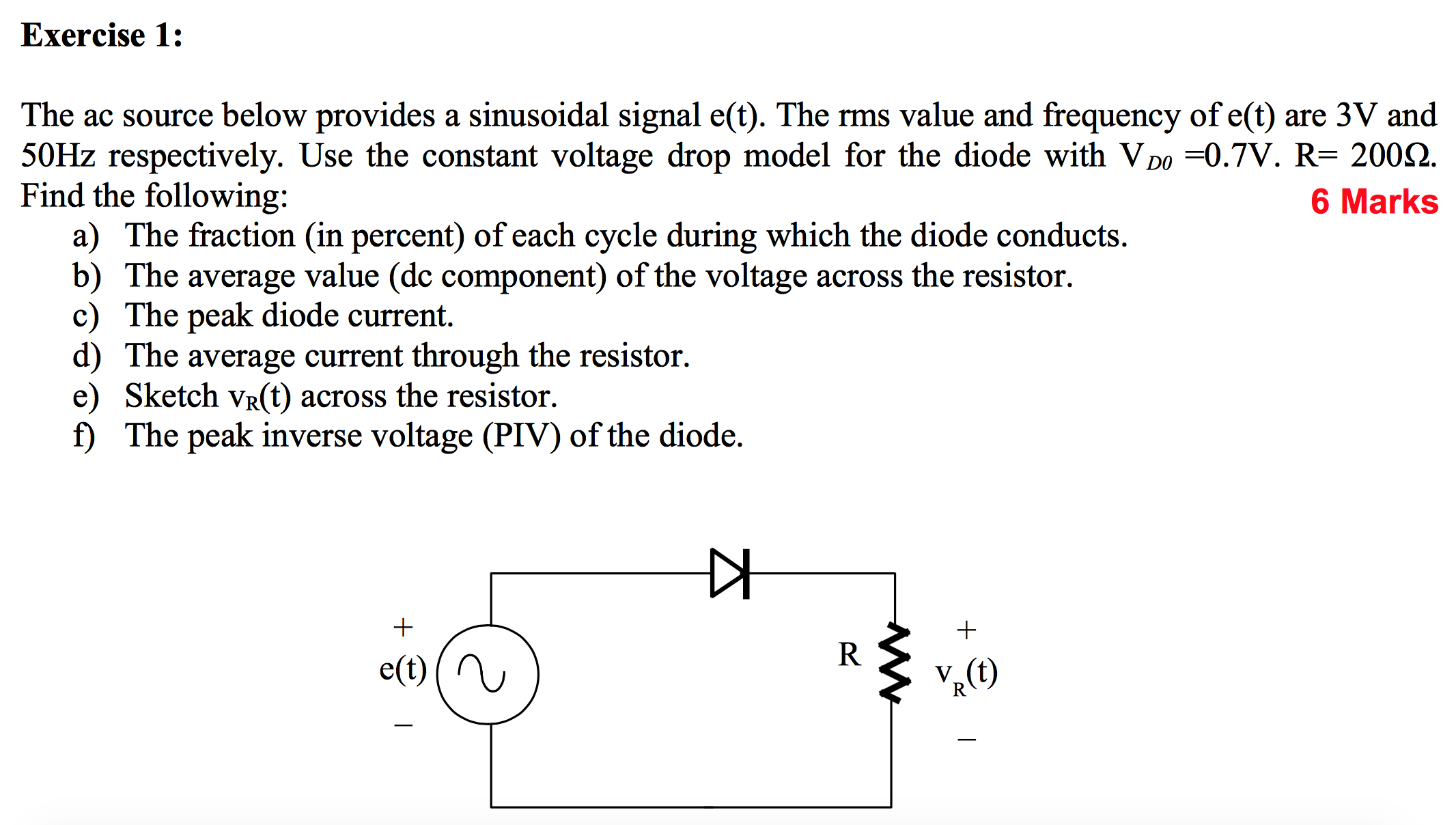 Solved The ac source below provides a sinusoidal signal | Chegg.com