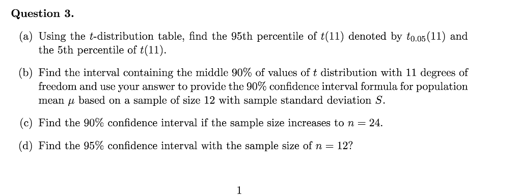 Solved Using the t-distribution table, find the 95th | Chegg.com