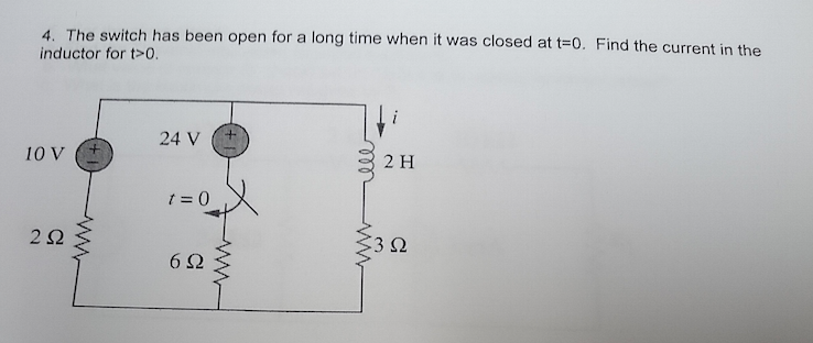Solved The switch has been open for a long time when it was | Chegg.com