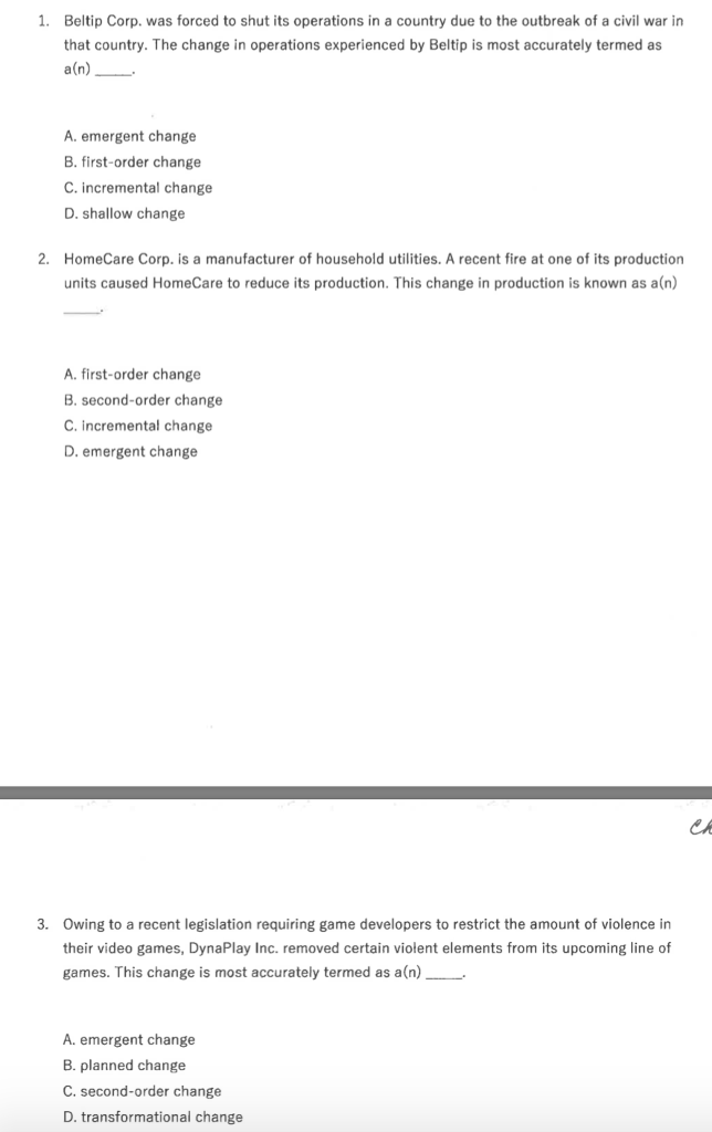 First Order Incremental Change