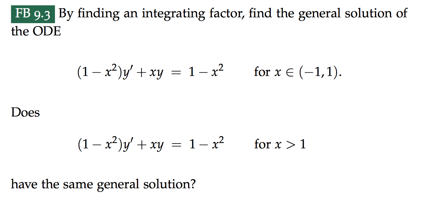 Solved By finding an integrating factor, find the general | Chegg.com