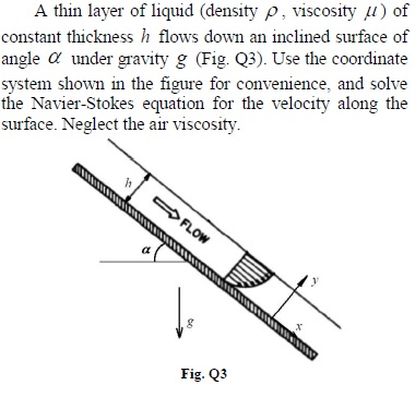 Solved A thin layer of liquid (density ρ, viscosity μ) of | Chegg.com