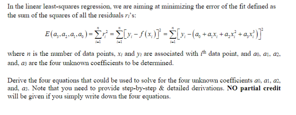 Solved In the linear least-squares regression, we are aiming | Chegg.com