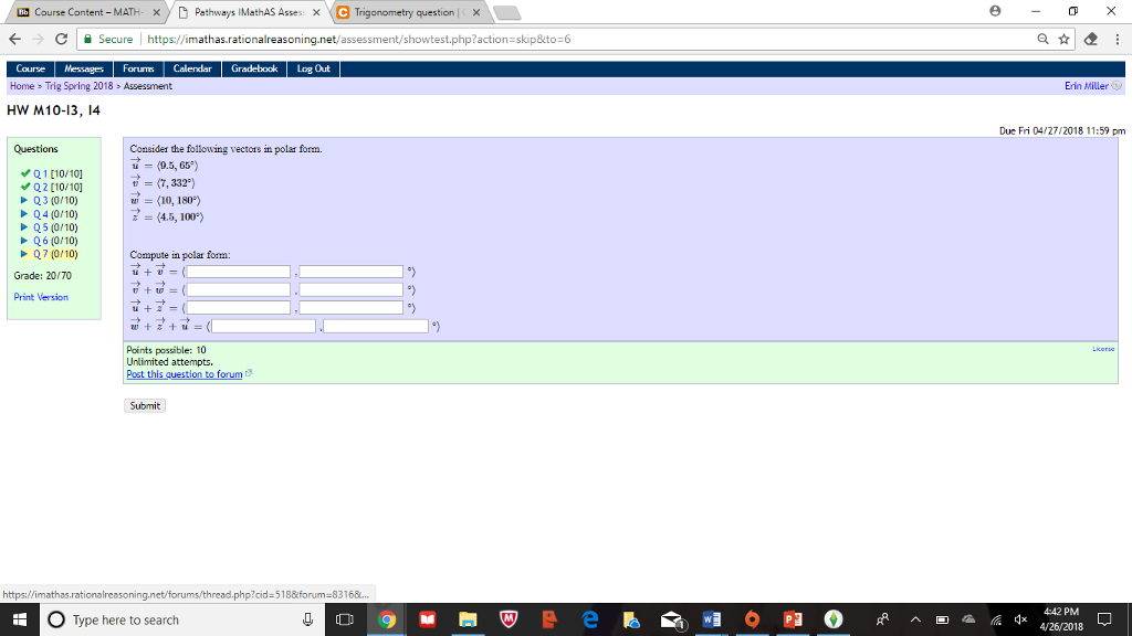 Solved Course Content -MATH- Pathways IMathAS AssesC | Chegg.com