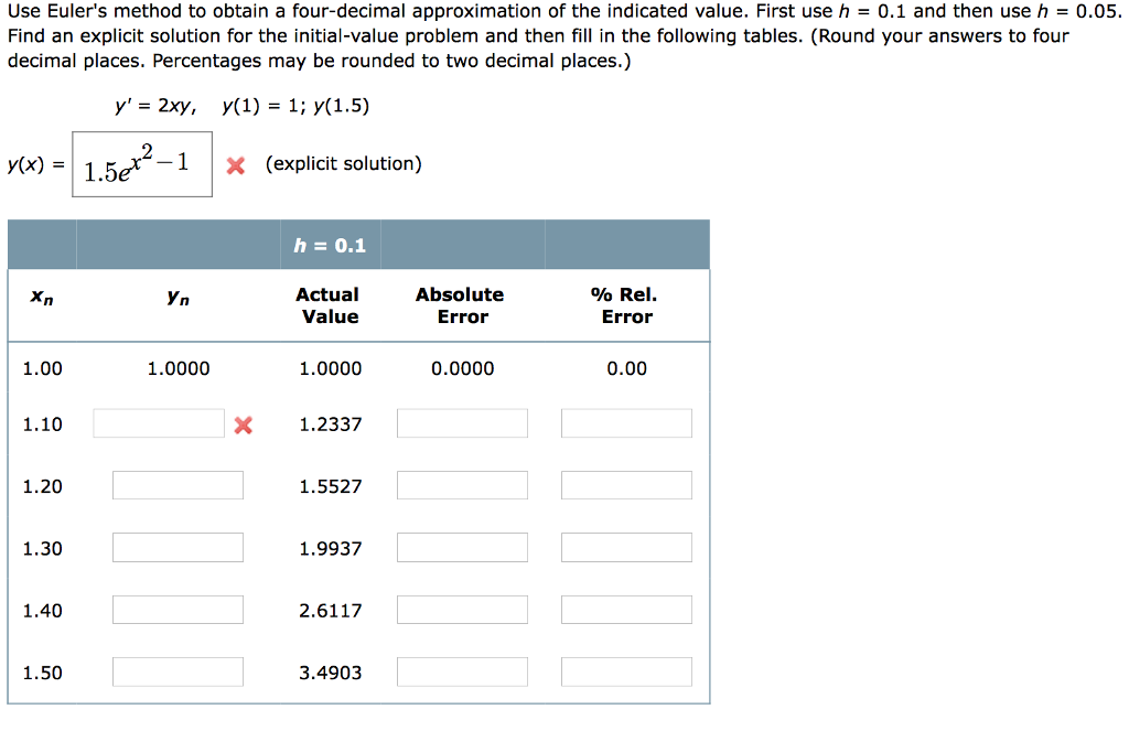 Solved Use Eulers Method To Obtain A Four Decimal